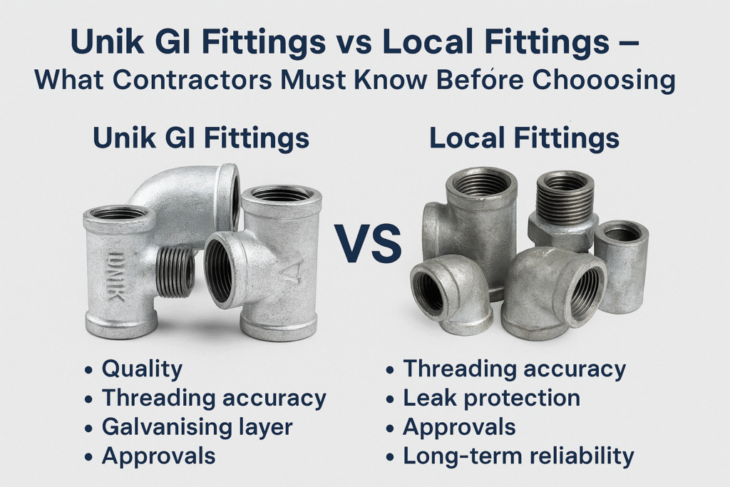 Unik GI Fittings vs Local Fittings – What Contractors Must Know Before ...